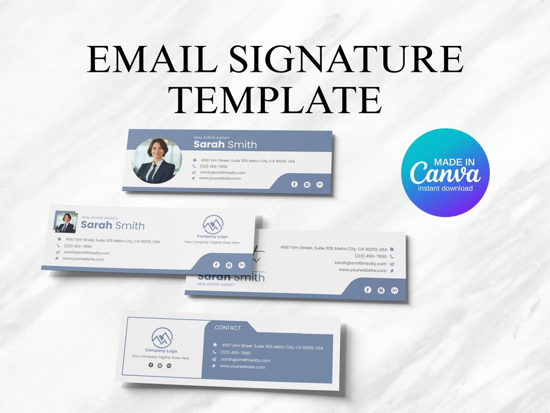 Editable Email Signature Template Canva, Business Email Signature ...