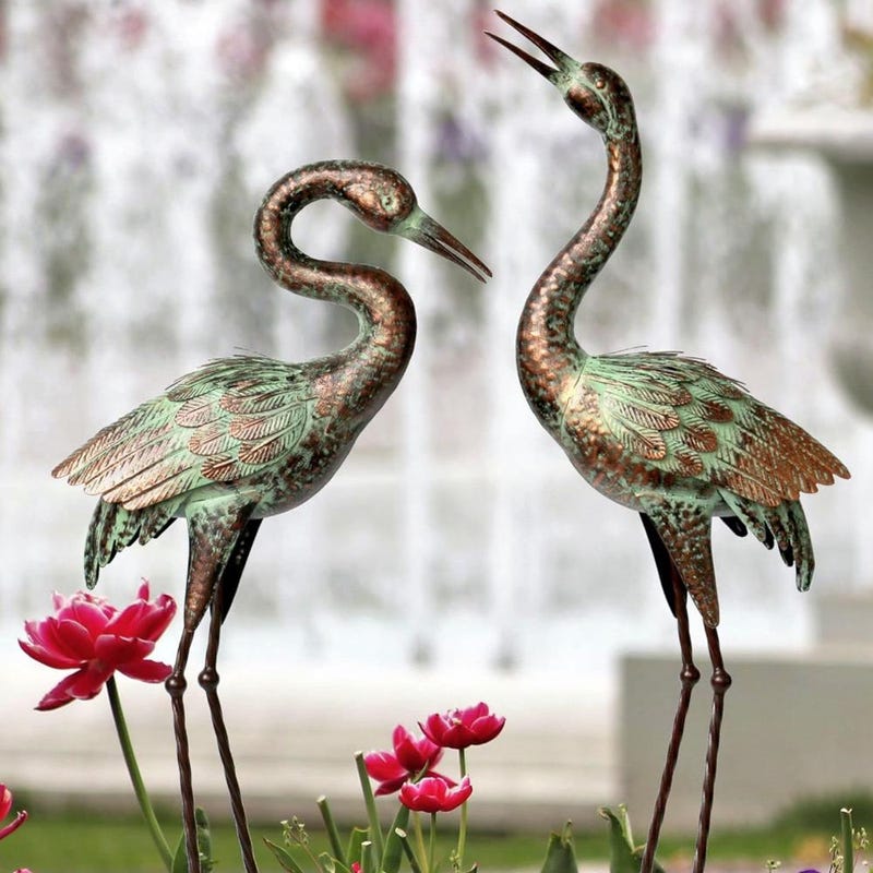 Bronze Crane Heron Statues - Etsy