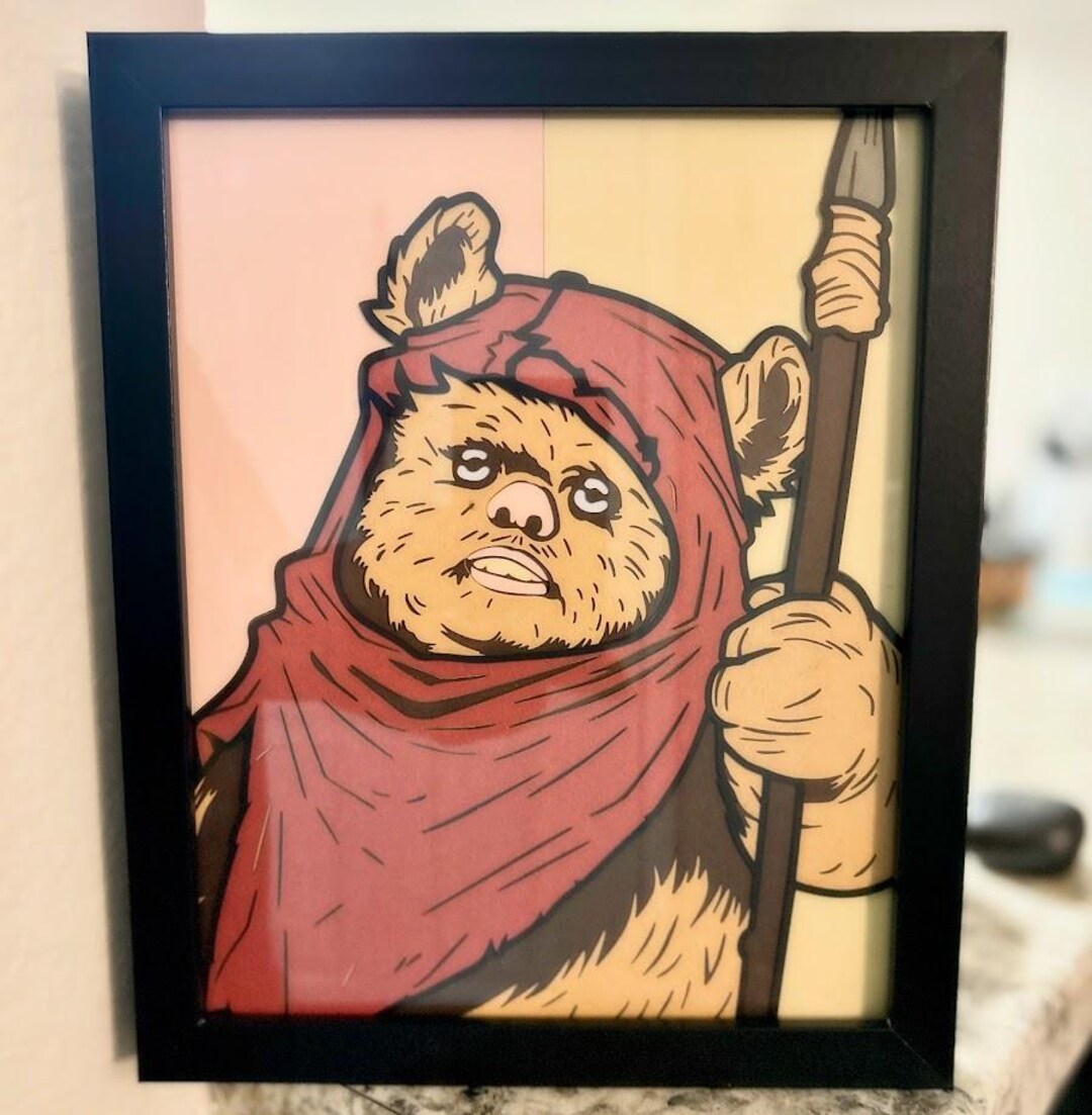 Layered Ewok Star Wars Yub Nub Laser Cut Cardstock Framed Art Shadow ...