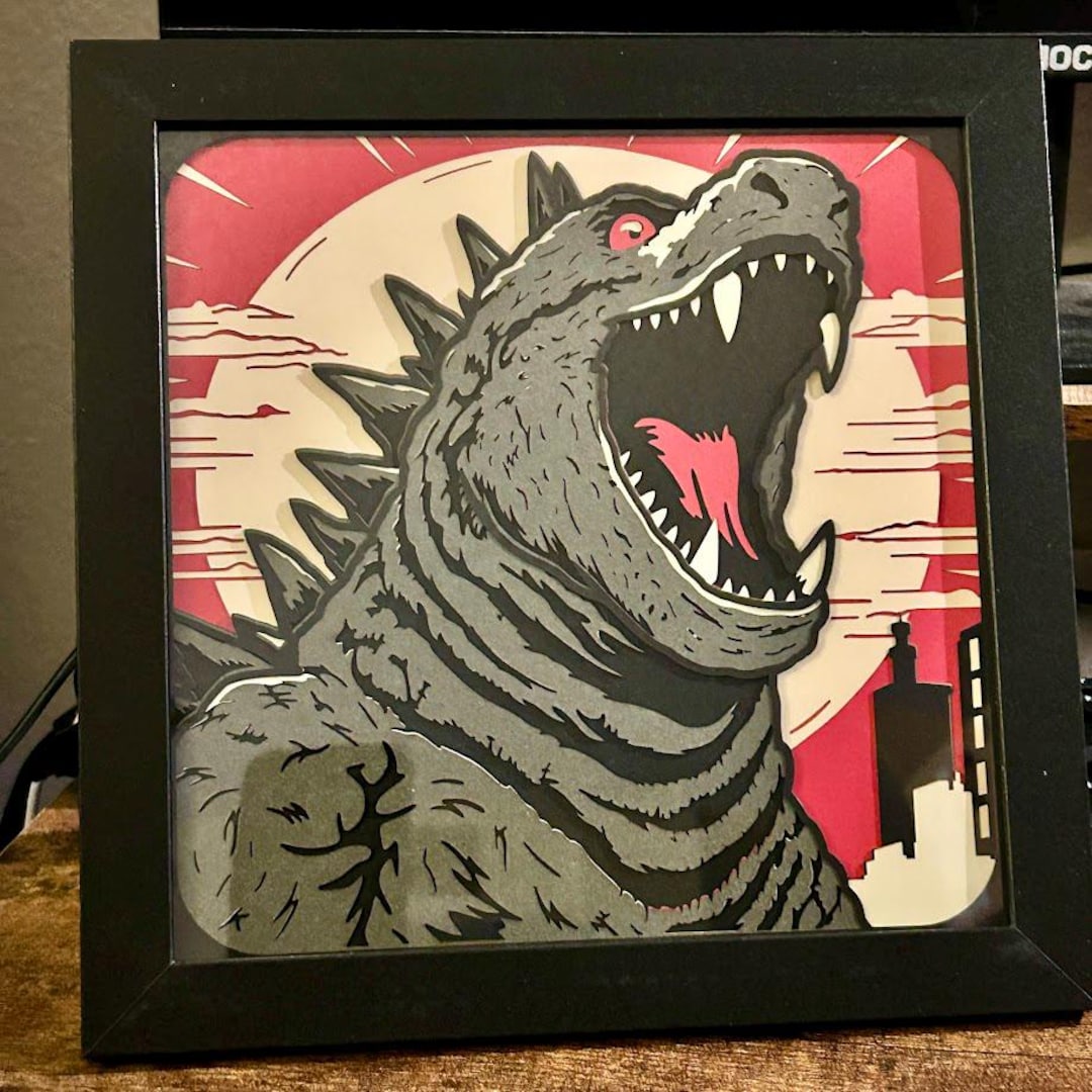 Layered Godzilla Gojira Kaiju Monster Laser Cut Cardstock Framed Art ...