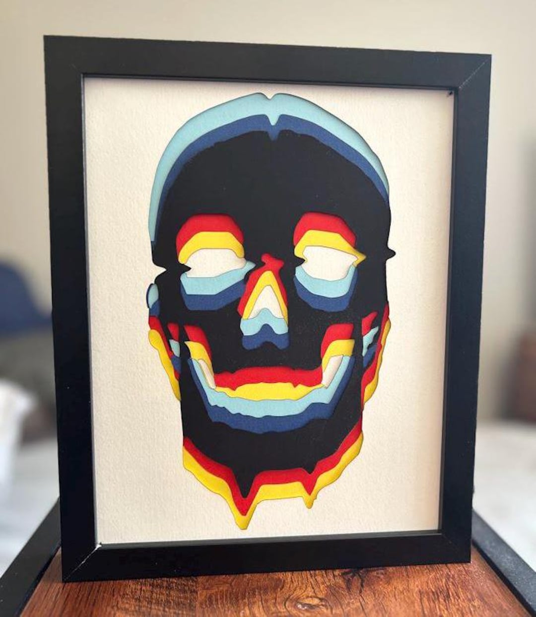 Layered Anaglyph 3D Skull - Laser Cut Cardstock - Framed Art - Shadow ...