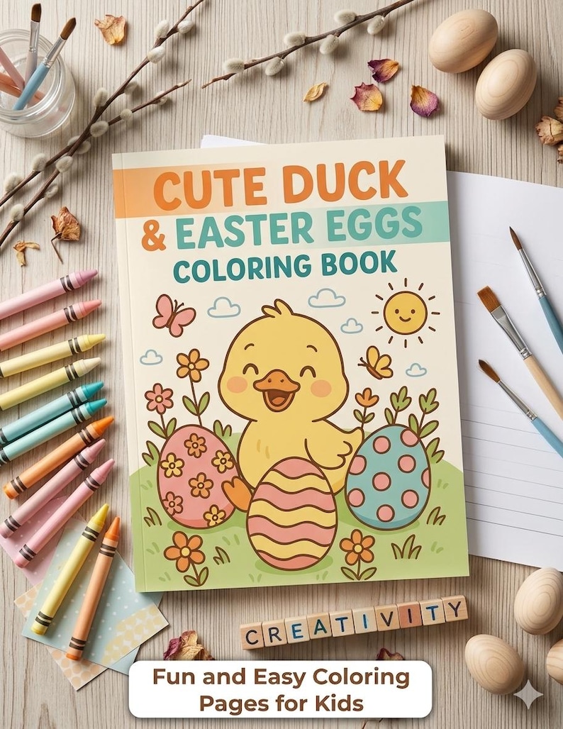 Easter Duck Coloring Pages for Kids, Spring Activity (digital Download ...
