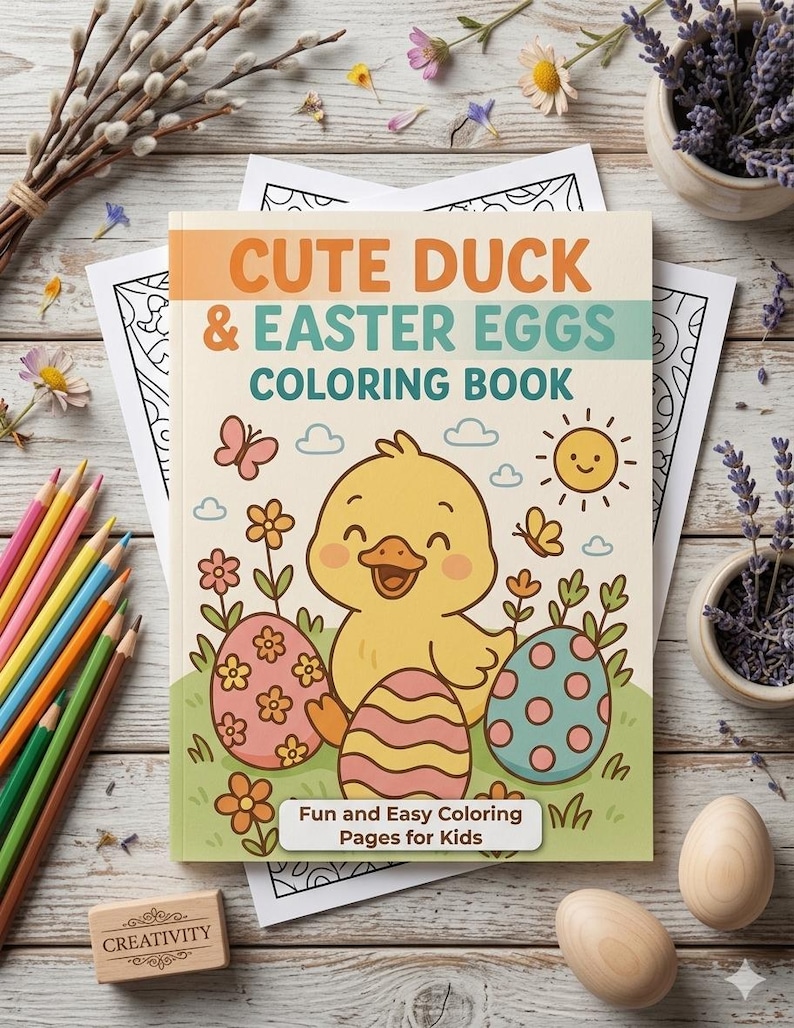 Easter Duck Coloring Pages for Kids, Spring Activity (digital Download ...