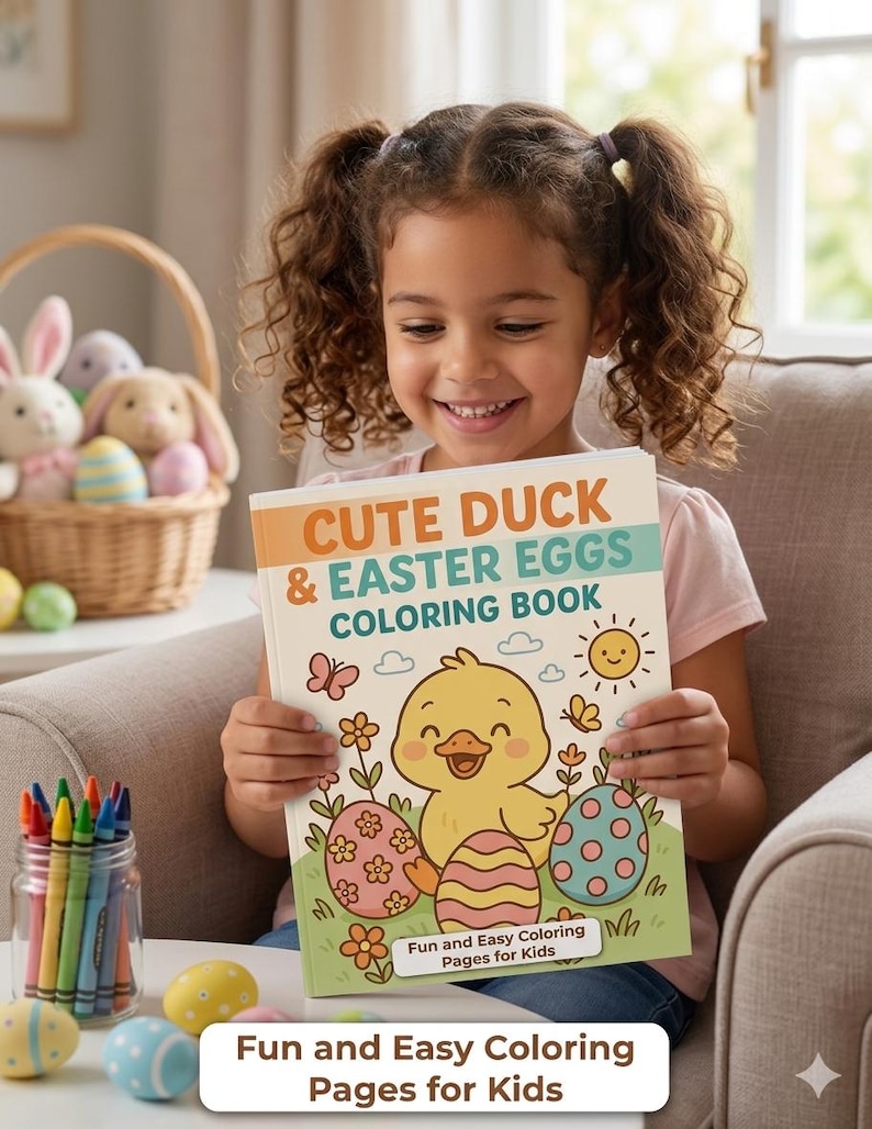 Easter Duck Coloring Pages for Kids, Spring Activity (digital Download ...