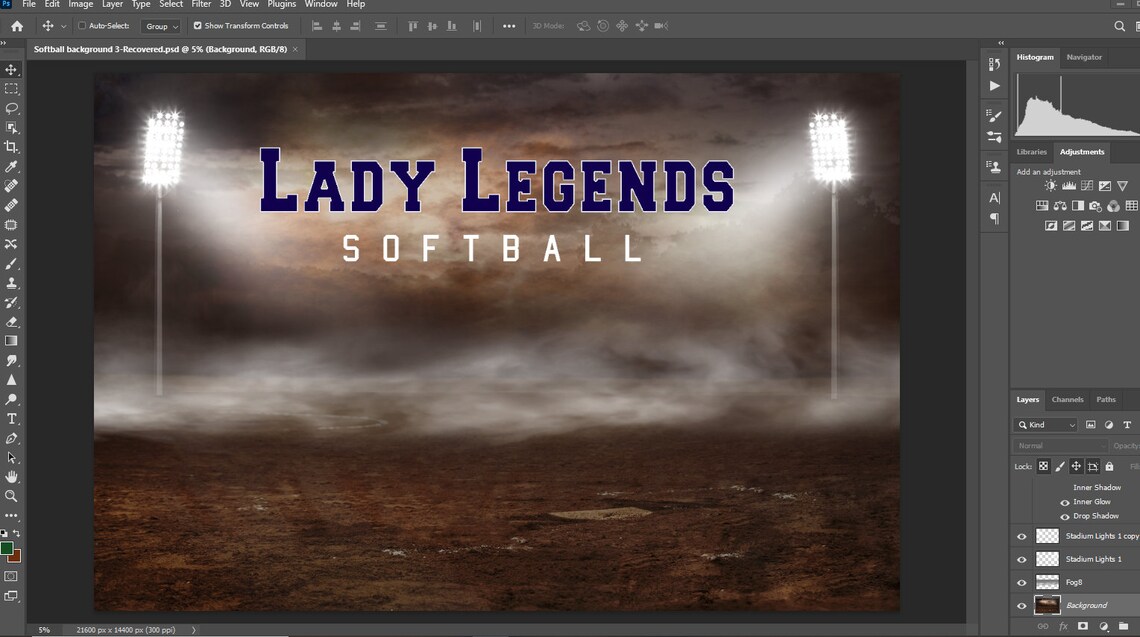 Softball Field Digital Background & Layered Photoshop Banner Template ...