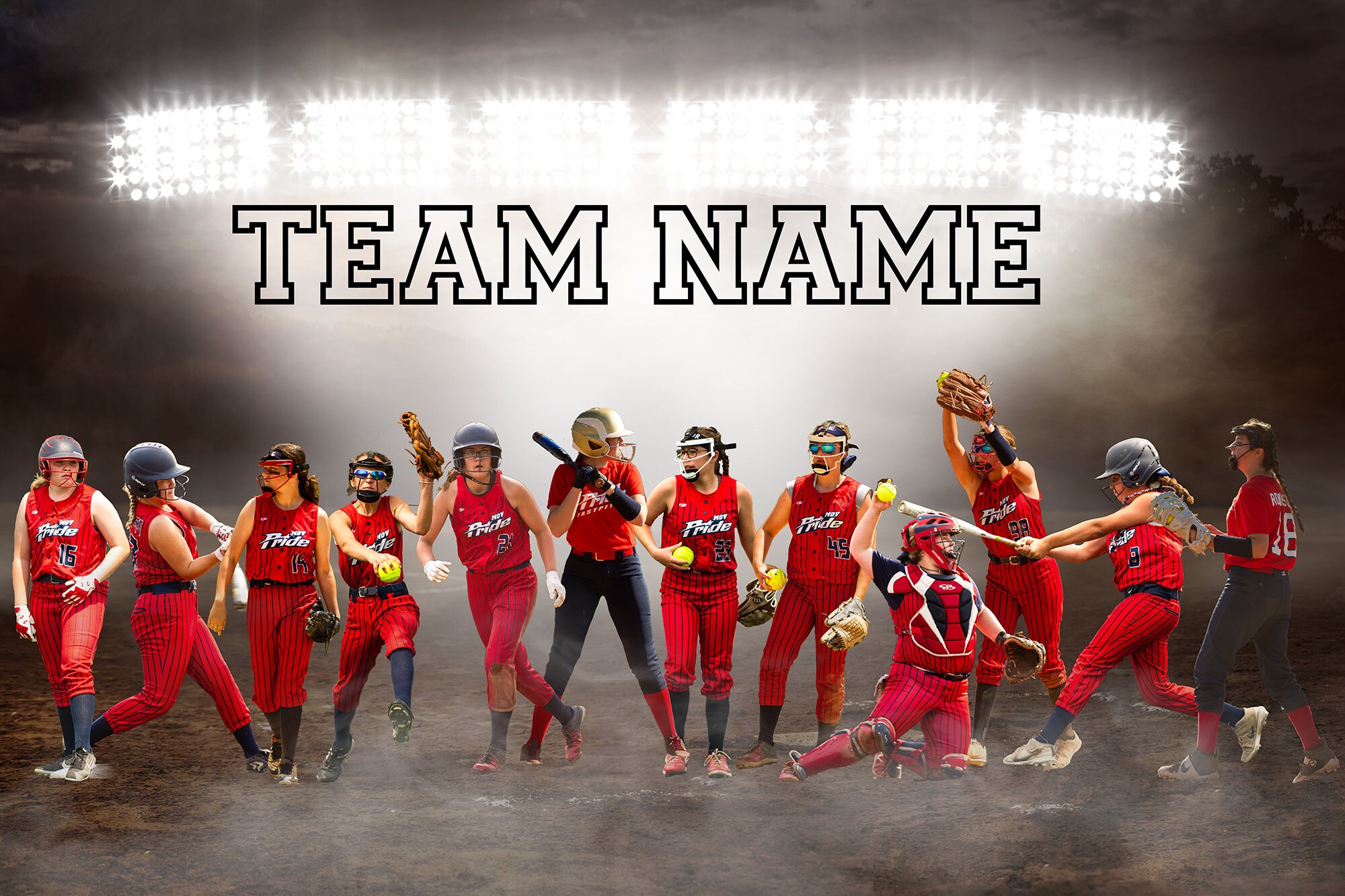 Team Picture Photoshop Template Digital Background for Softball - Etsy