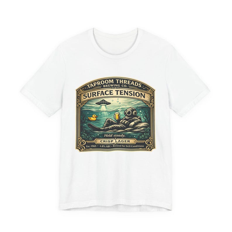 Beer T Shirt Vintage Label Diver Graphic Tee Surreal Lager Illustration ...