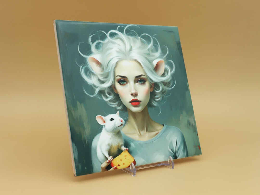 Unique Wall Tile Art, Lady Mouse. Ceramic Art Tile. - Etsy