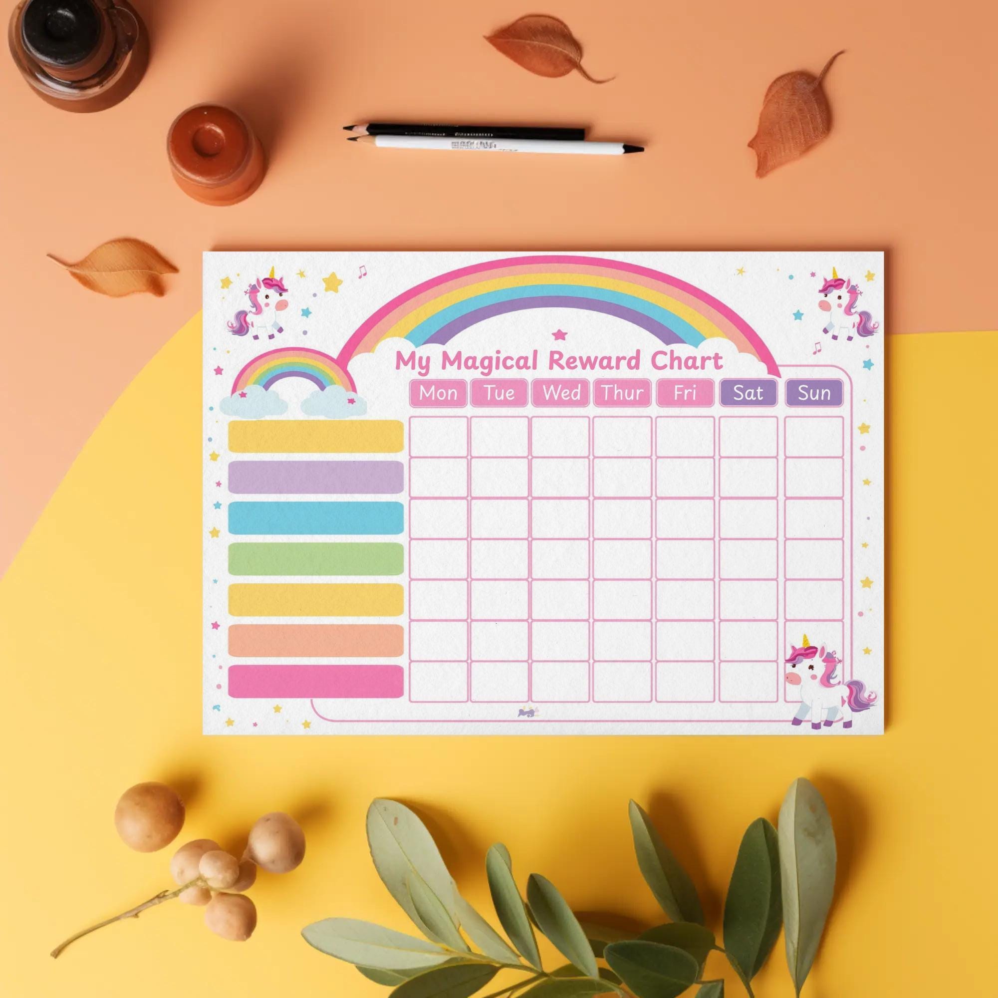 Rainbow Unicorn Chore Chart | Kids Weekly Routine Tracker (A4 PDF ...