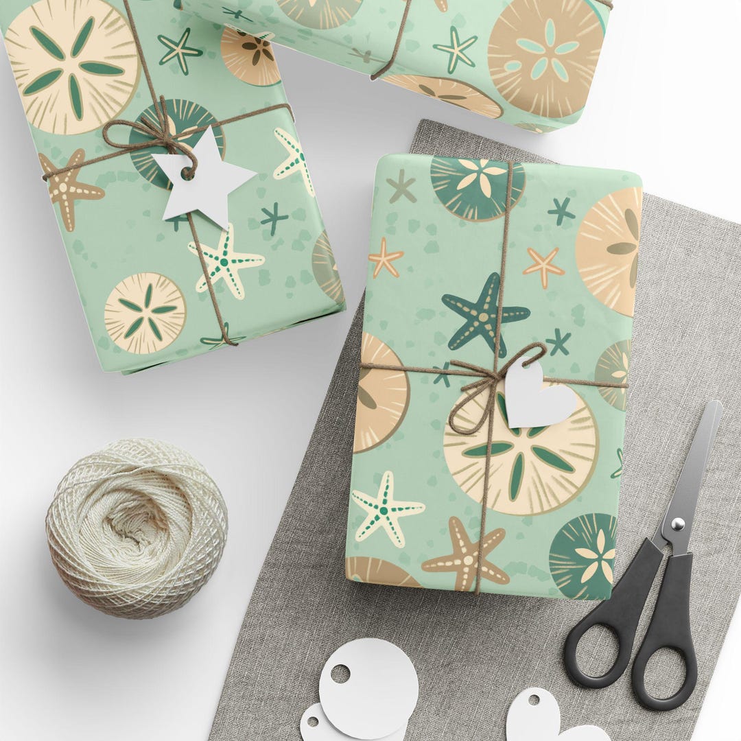 Sand Dollar Seashell Wrapping Paper, Coastal Gifts, Original Artwork by ...