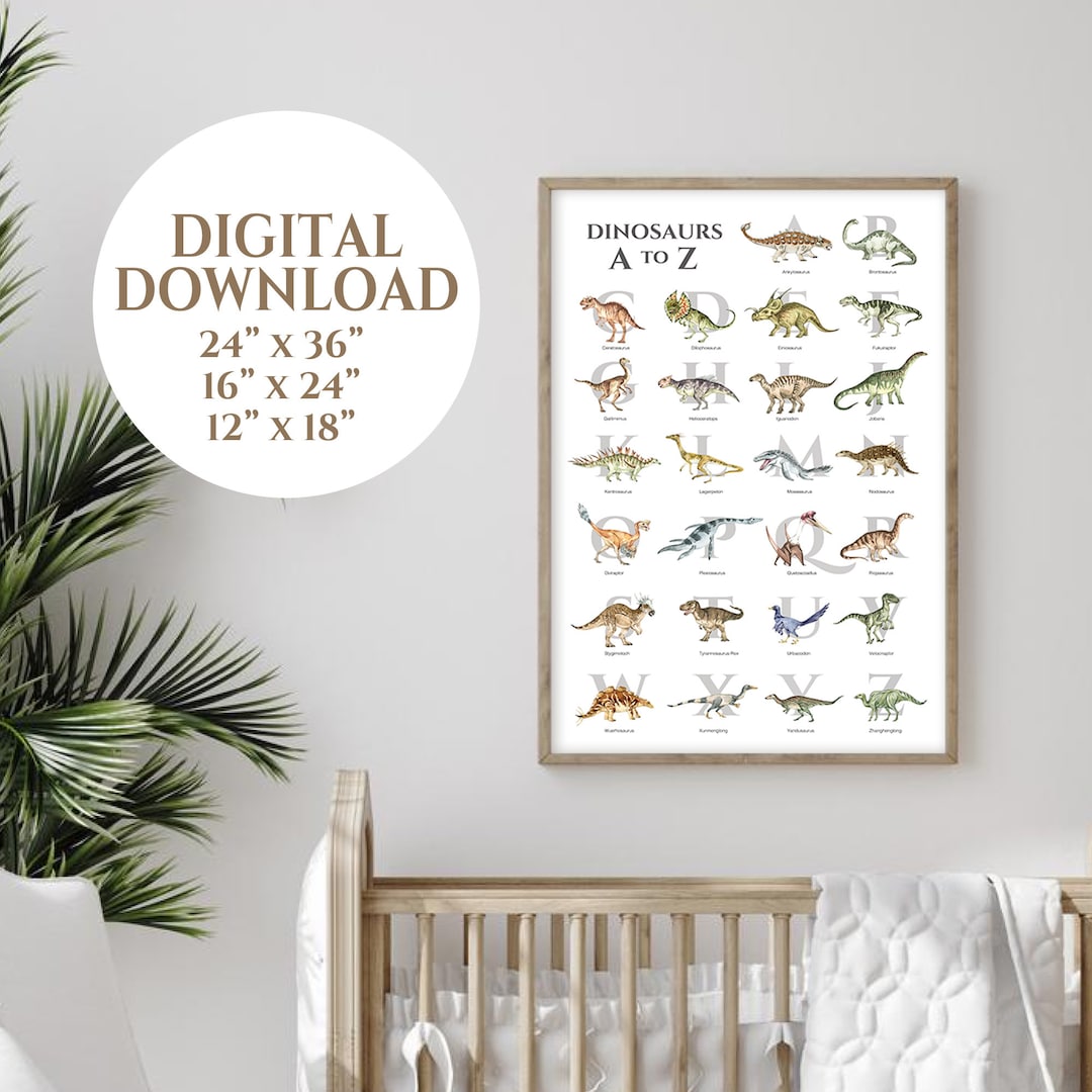 Dinosaurs A-Z Wall Art, Nursery Art, Classroom Art Print, Dinosaur ...