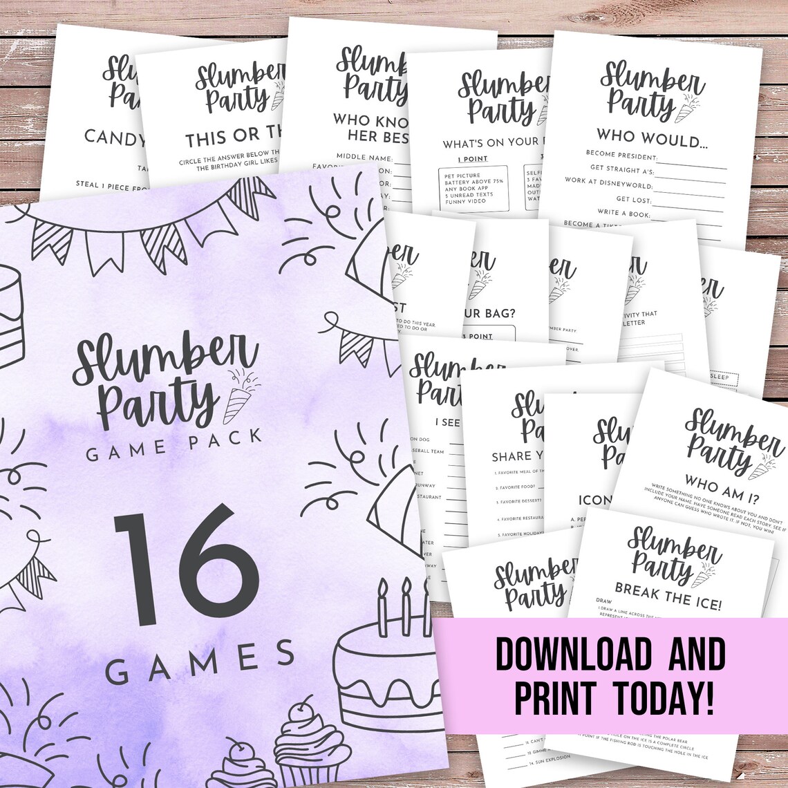 PRINTABLE BUNDLE: 16 Sleepover Games, Fun Girl Games, Party Activities ...