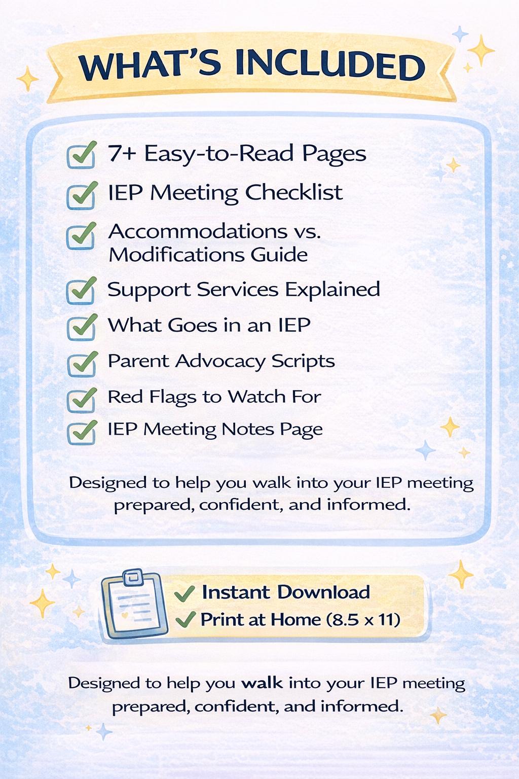 IEP Parent Guide Printable | IEP Meeting Checklist | Accommodations Vs ...