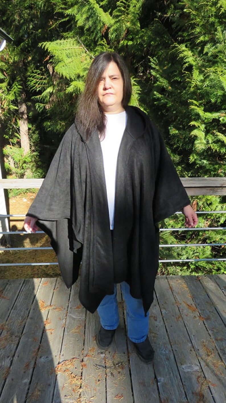 Hooded Cape, Fleece Cloak, Hooded Cloak, Womens Cloak, Plus Size Cape ...