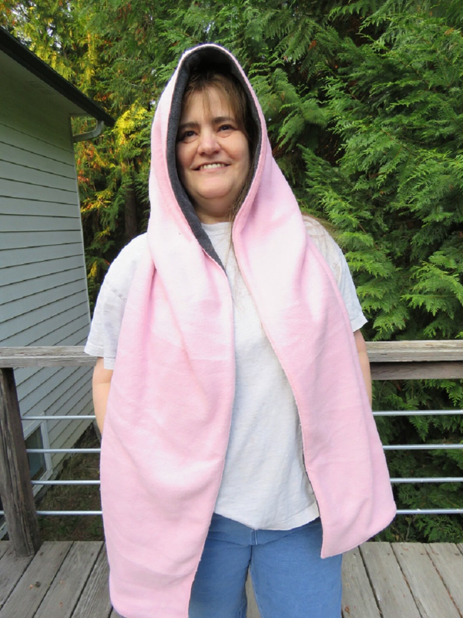 Reversible Hooded Fleece Scarf, Fleece Scarf, Hooded Scarf, Fleece ...