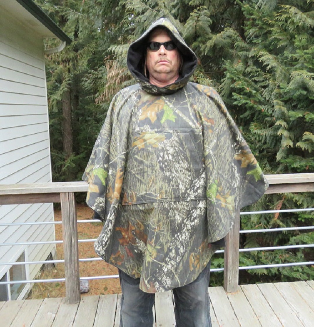 Poncho, Mens Poncho, Hooded Poncho, Hooded Fleece Poncho, Reversible ...