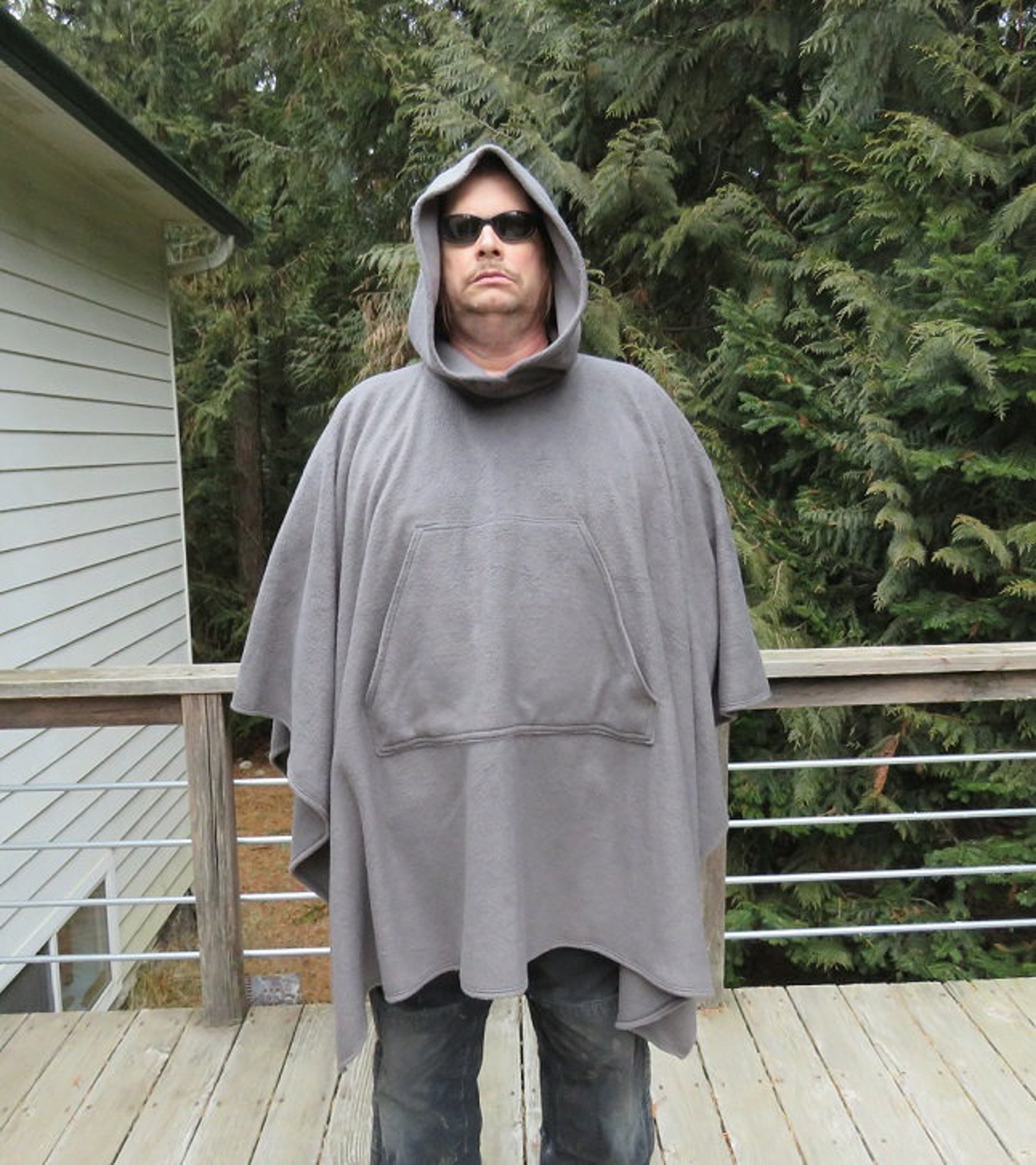 Poncho, Mens Poncho, Fleece Poncho, Poncho Man, Poncho Men, Hooded ...