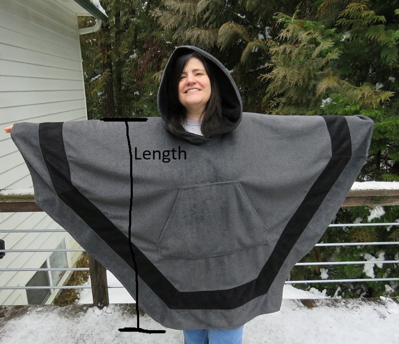 Poncho, Mens Poncho, Fleece Poncho, Hooded Poncho, Two Tone Poncho ...