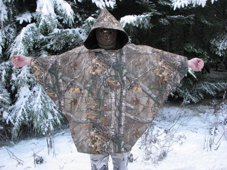 Poncho, Mens Poncho, Hooded Poncho, Hooded Fleece Poncho, Reversible ...