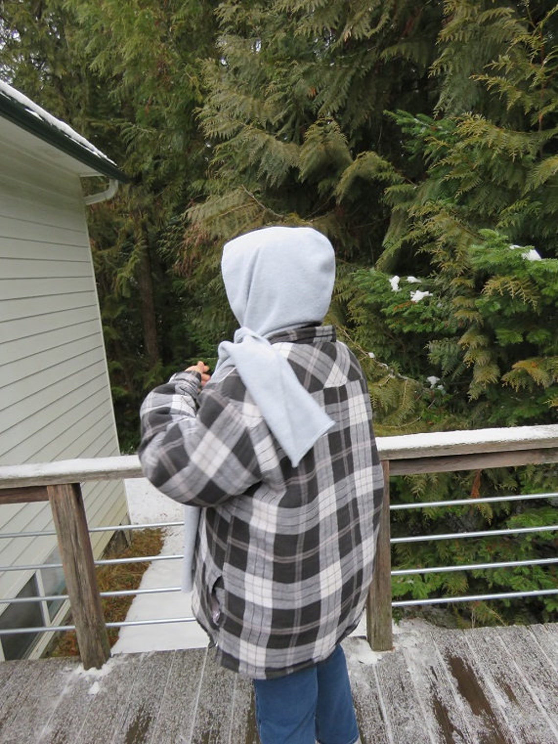 Hooded Scarf Fleece Scarf Snoodie Gray Scarf Long Scarf - Etsy