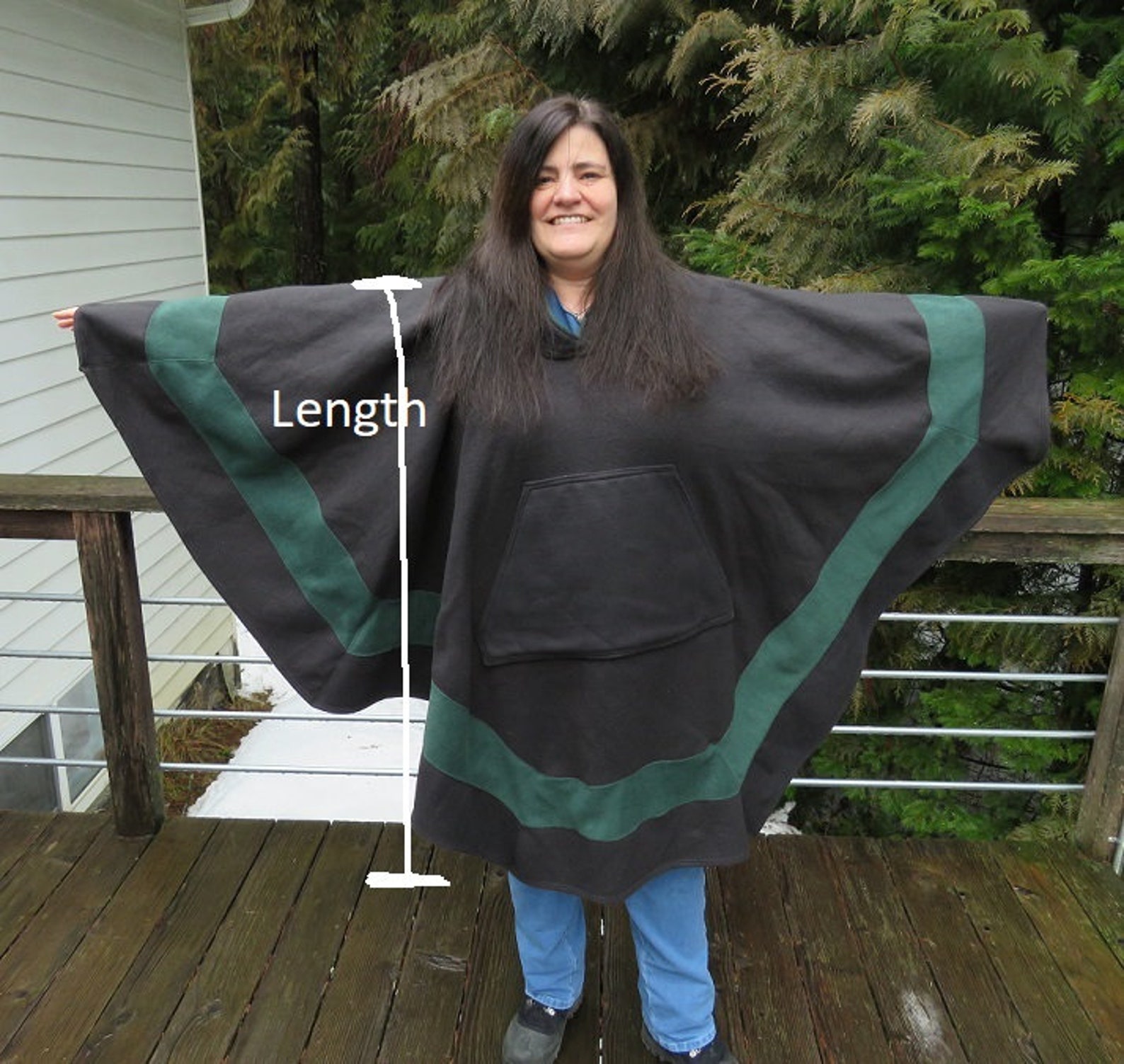 Poncho, Mens Poncho, Fleece Poncho, Hooded Poncho, Plus Size Poncho ...
