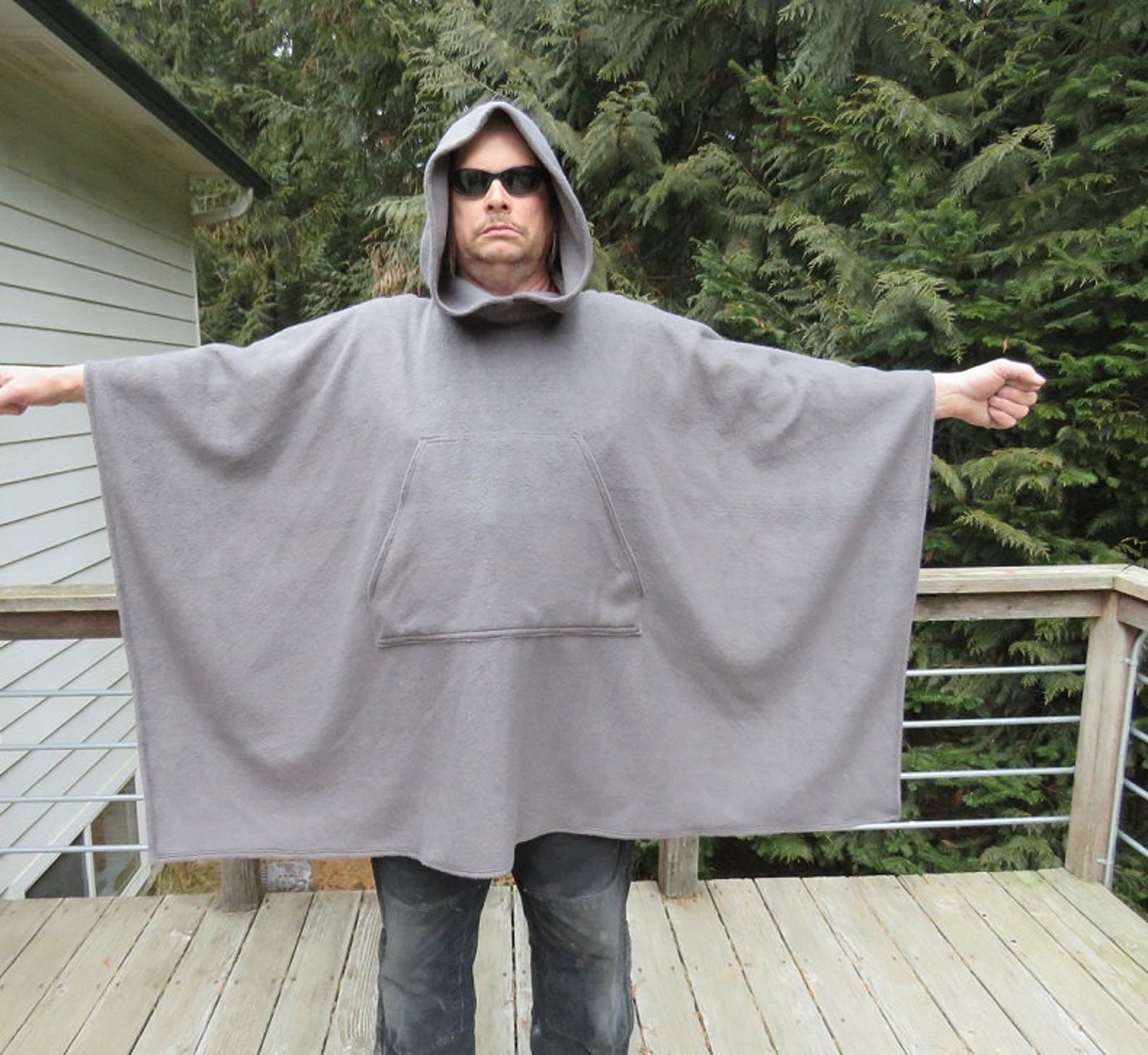 Poncho, Mens Poncho, Fleece Poncho, Poncho Man, Poncho Men, Hooded ...