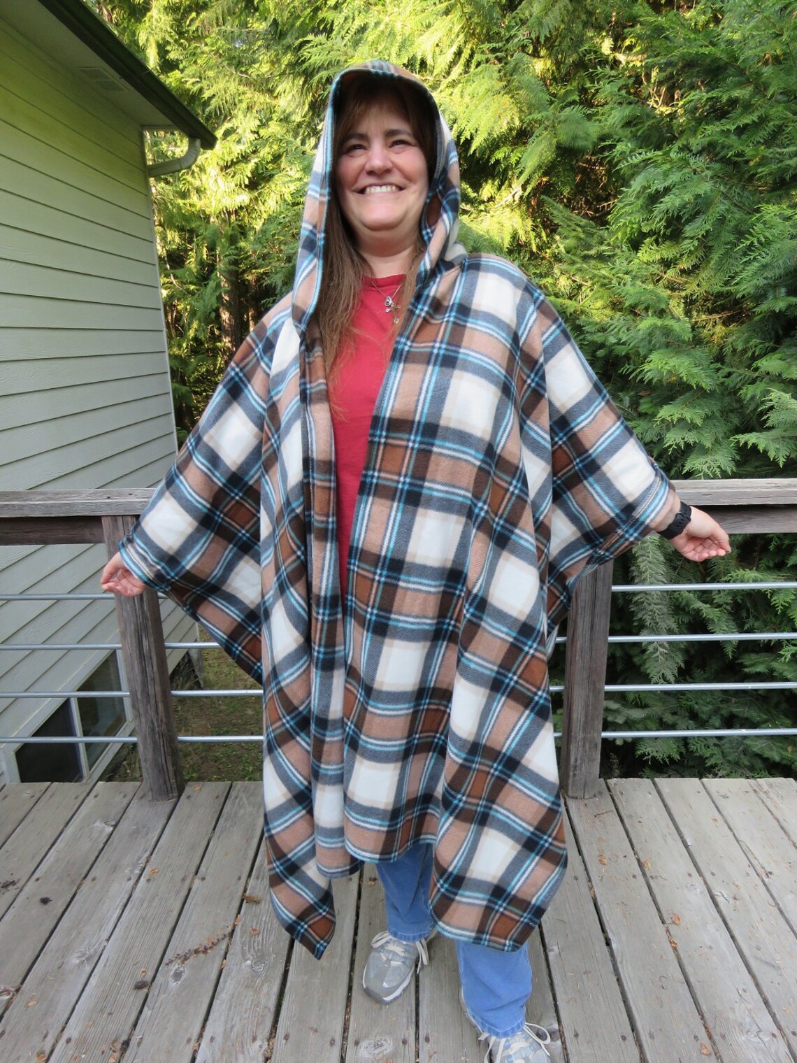 Fleece Wrap Mens Poncho Fleece Shawl Plaid Wrap Hooded - Etsy