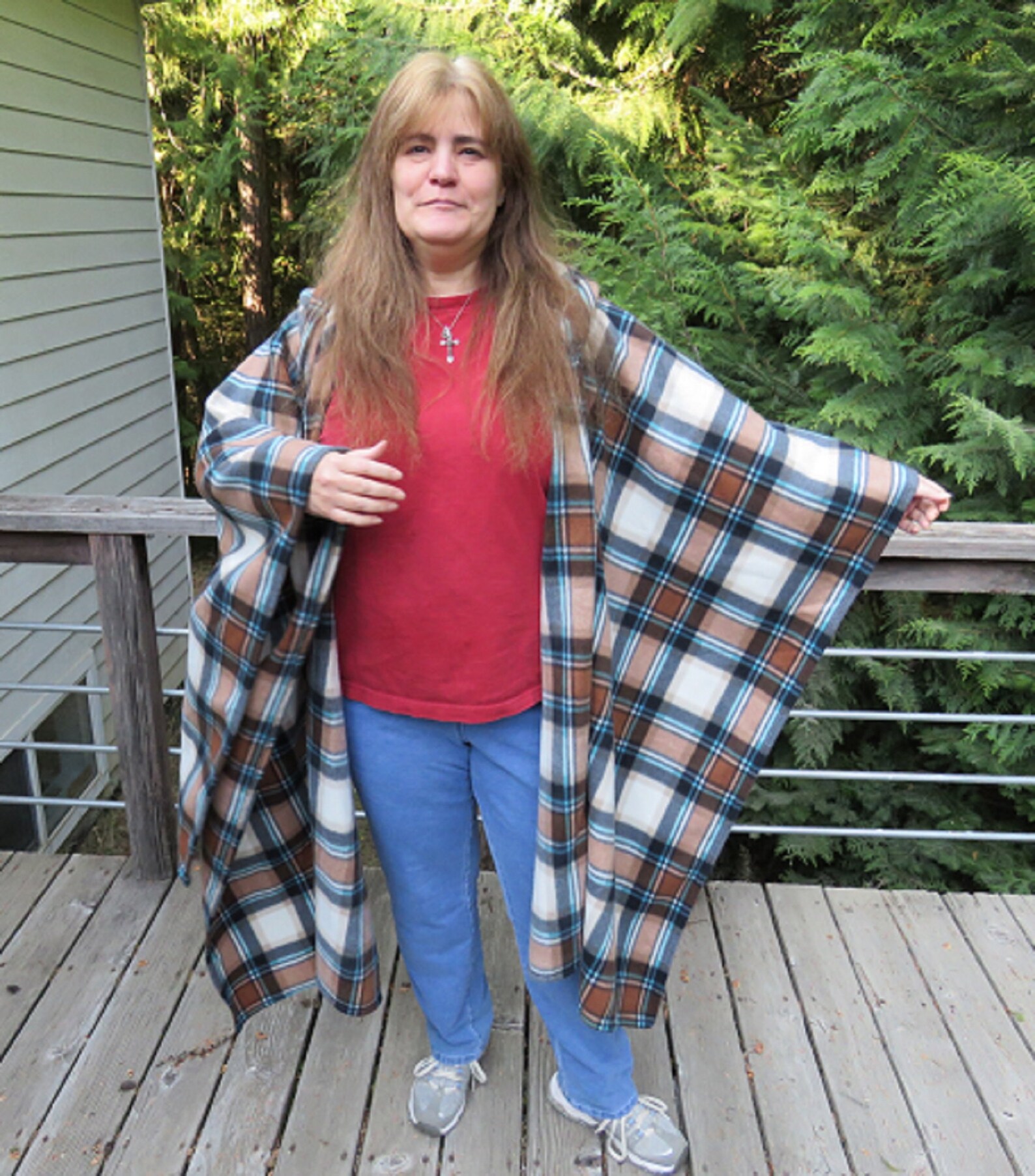 Fleece Wrap Mens Poncho Fleece Shawl Plaid Wrap Hooded - Etsy