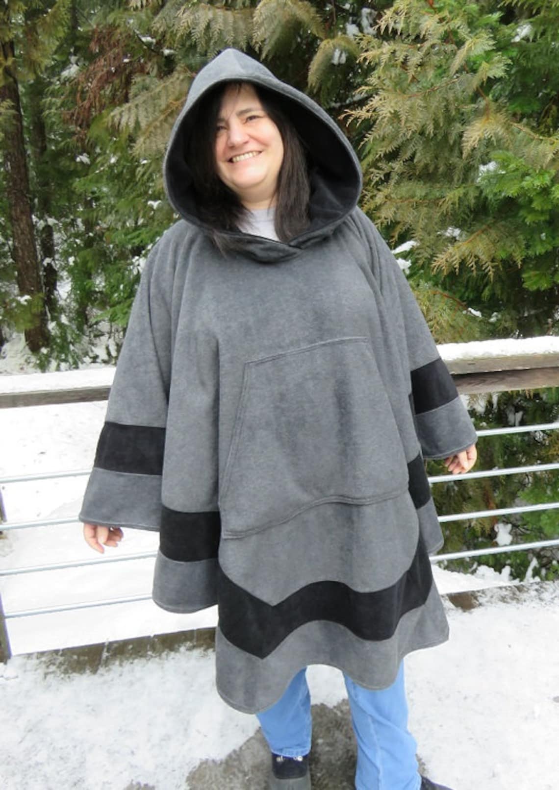 Poncho, Mens Poncho, Fleece Poncho, Hooded Poncho, Two Tone Poncho ...