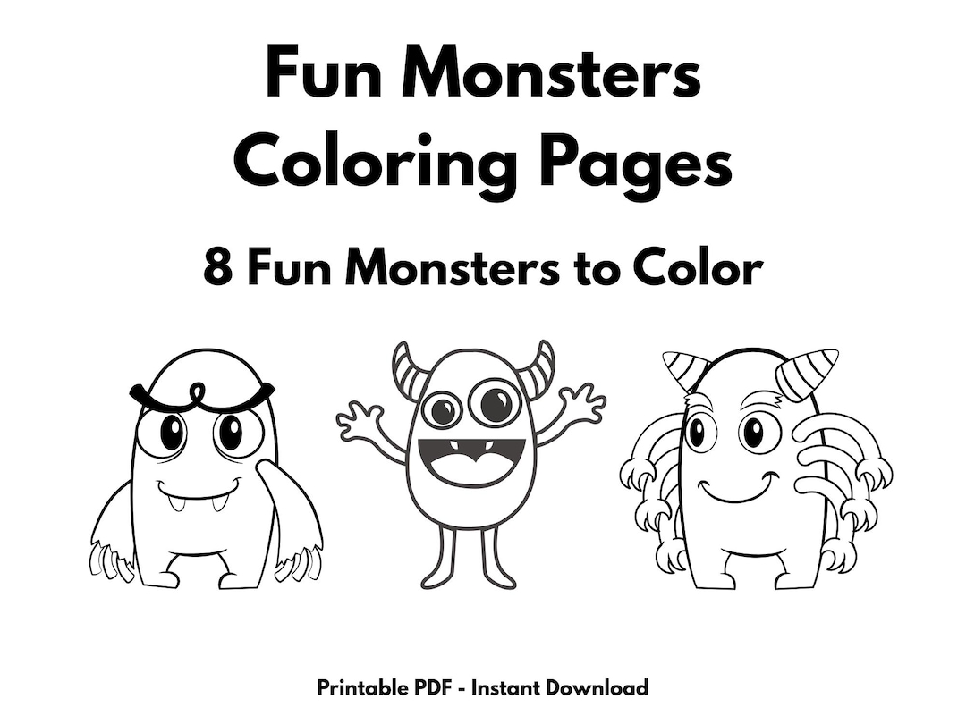 Monster Coloring Pages Printable for Kids, 8 Fun Monster Activity ...