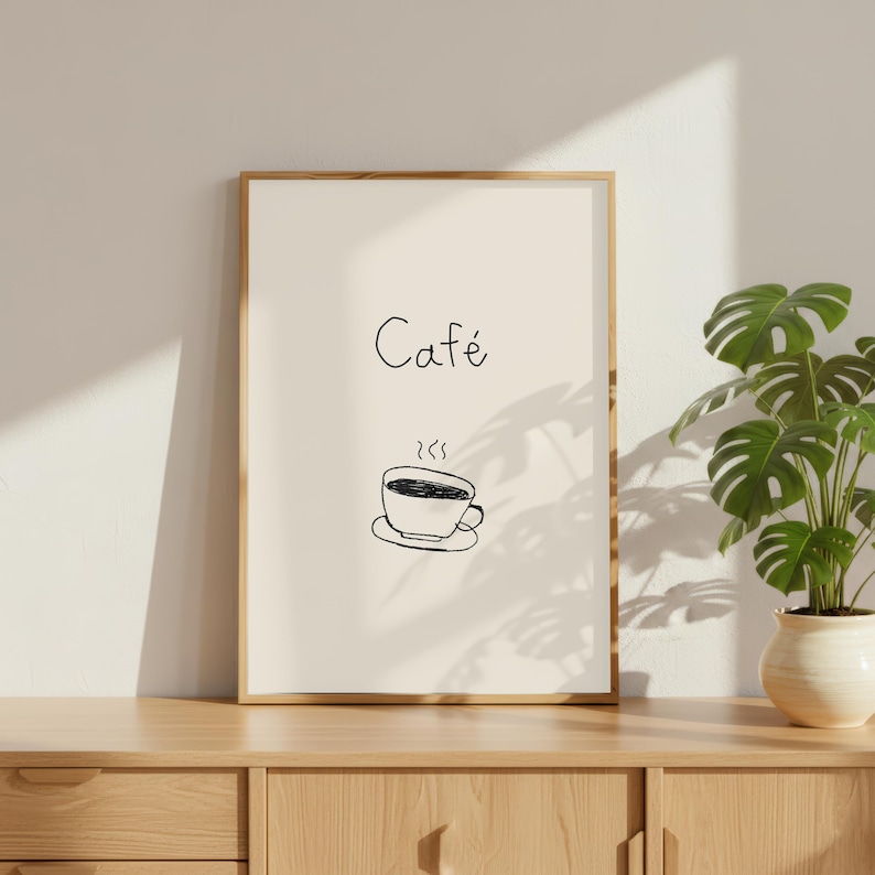Handwritten: Café Print, Minimalist Coffee Cup Line Art, Moody Coffee ...