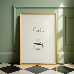 Handwritten: Café Print, Minimalist Coffee Cup Line Art, Moody Coffee ...