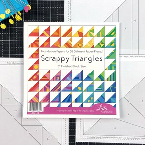6" Scrappy Triangle Foundation Pad | 50 Different Pre-printed Foundations for Paper Piecing ...