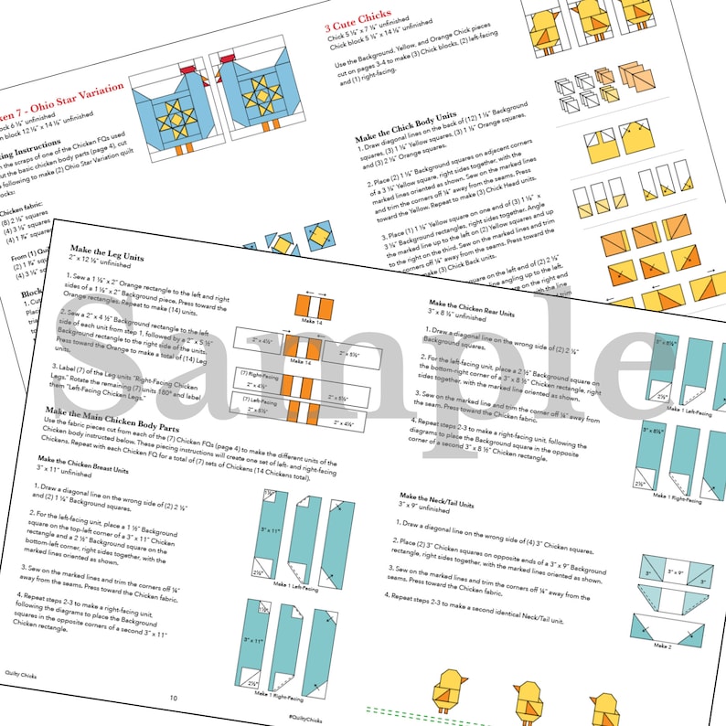 Print | Quilty Chicks | Chicken Block of the Month Quilt Pattern - Etsy