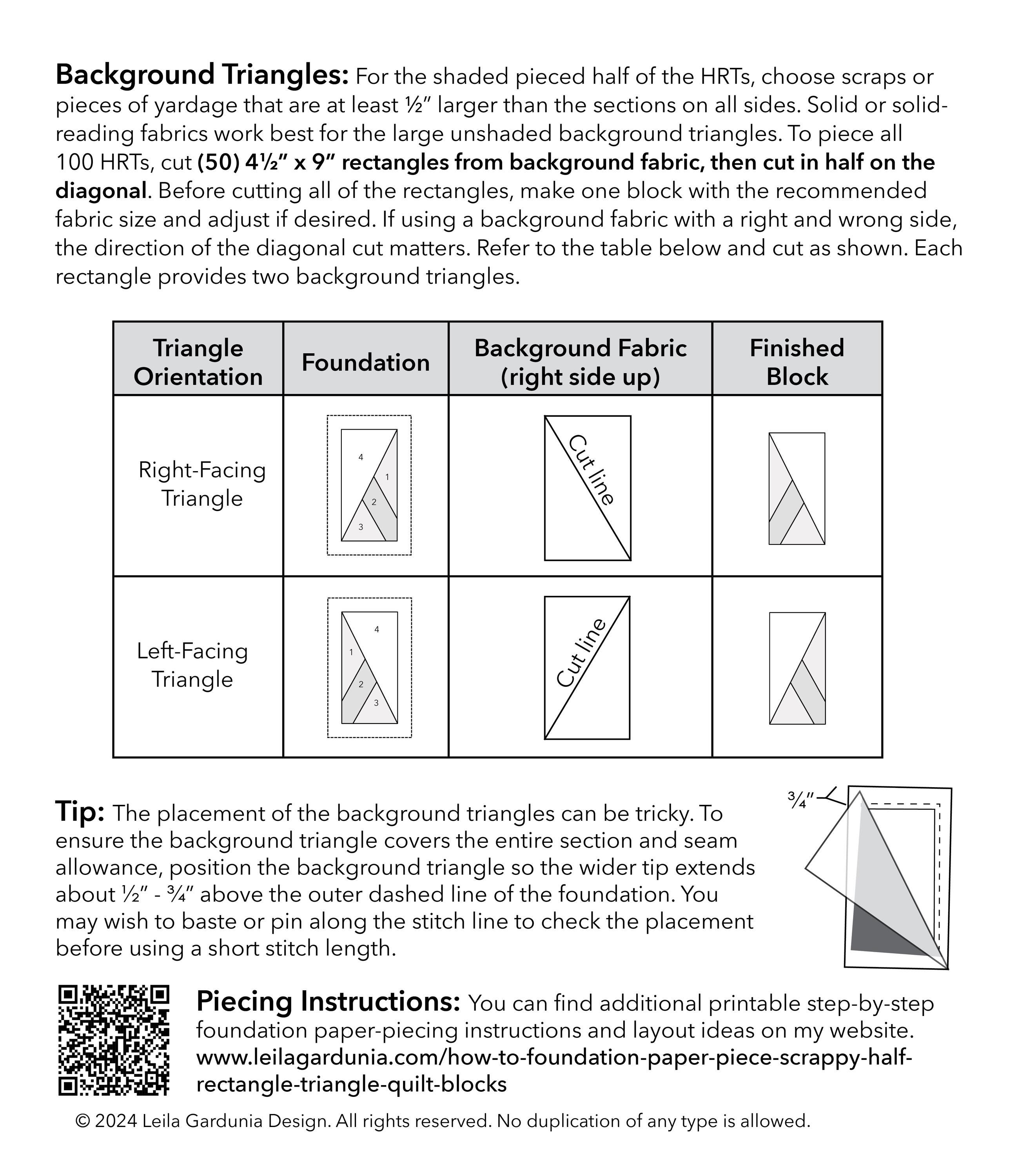 3" X 6" Scrappy Half-rectangle Triangle Foundation Pad | 100 Pre ...