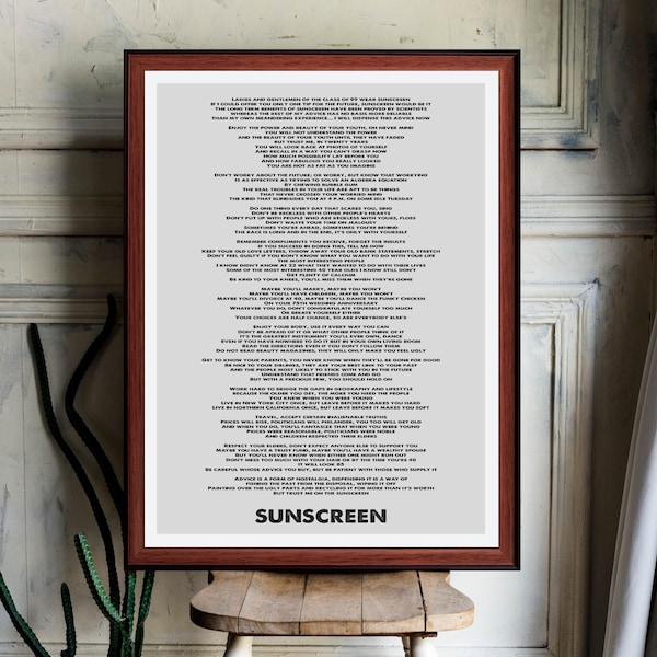 Sunscreen Posters - Etsy UK