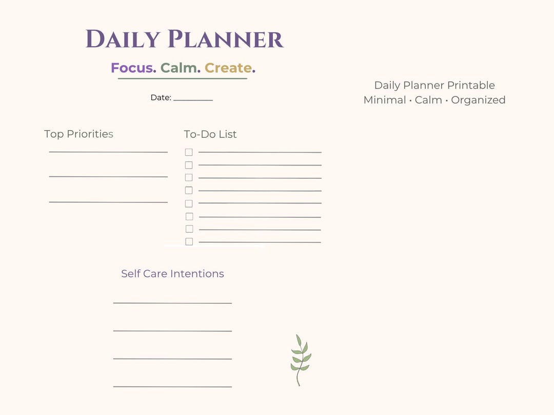 Minimalist Daily Planner PDF | Printable to Do List Planner | Digital ...