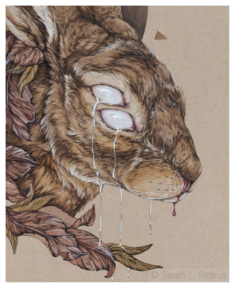 11 X 14 Rabbit Fine Art Print Witchy Painting Flora and - Etsy