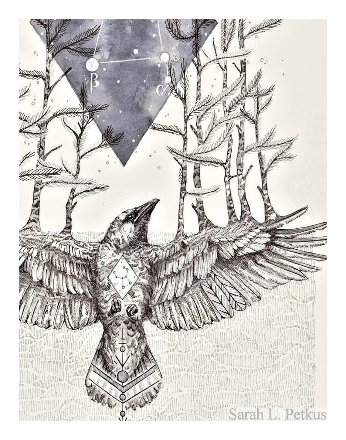 Corvus - 8x10 Geometric Raven Art Print - Etsy