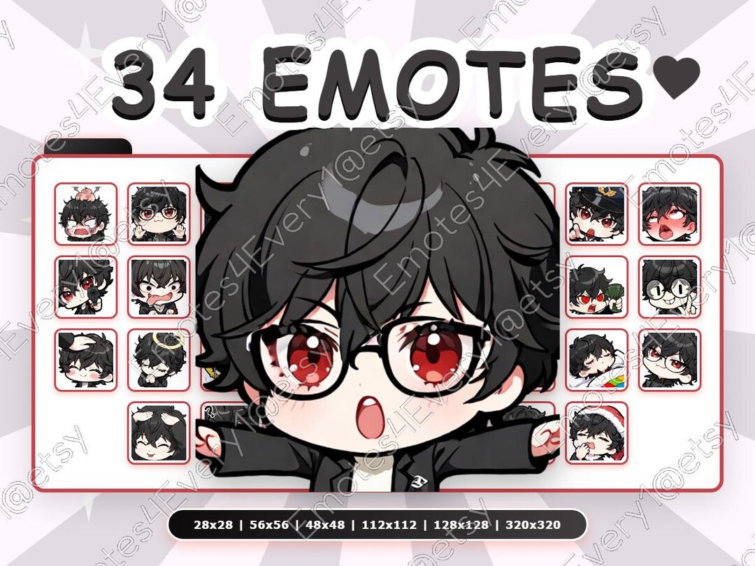 Amamiya Ren Emotes Pack | 34 Chibi Emotes for Twitch, Discord, Youtube ...