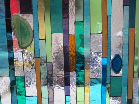 Items similar to REPURPOSED Mosaic Stained Glass Window Panel on Etsy