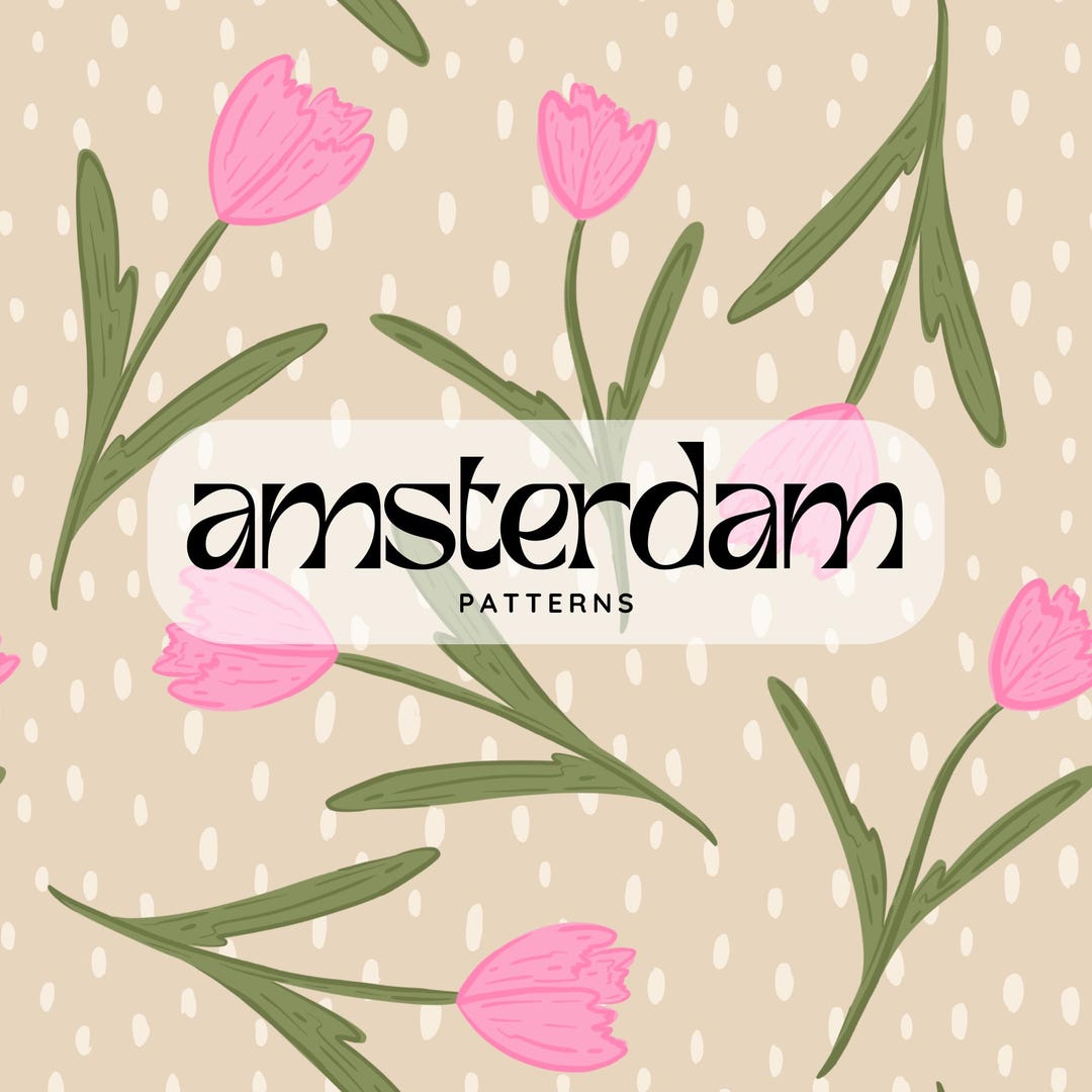 Pink Tulip Seamless Repeat Pattern, Spring Floral Digital Paper, 12x12 ...