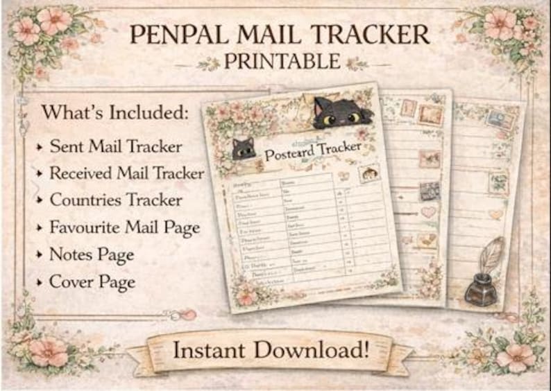Penpal Postcard Mail Tracker Download - Etsy