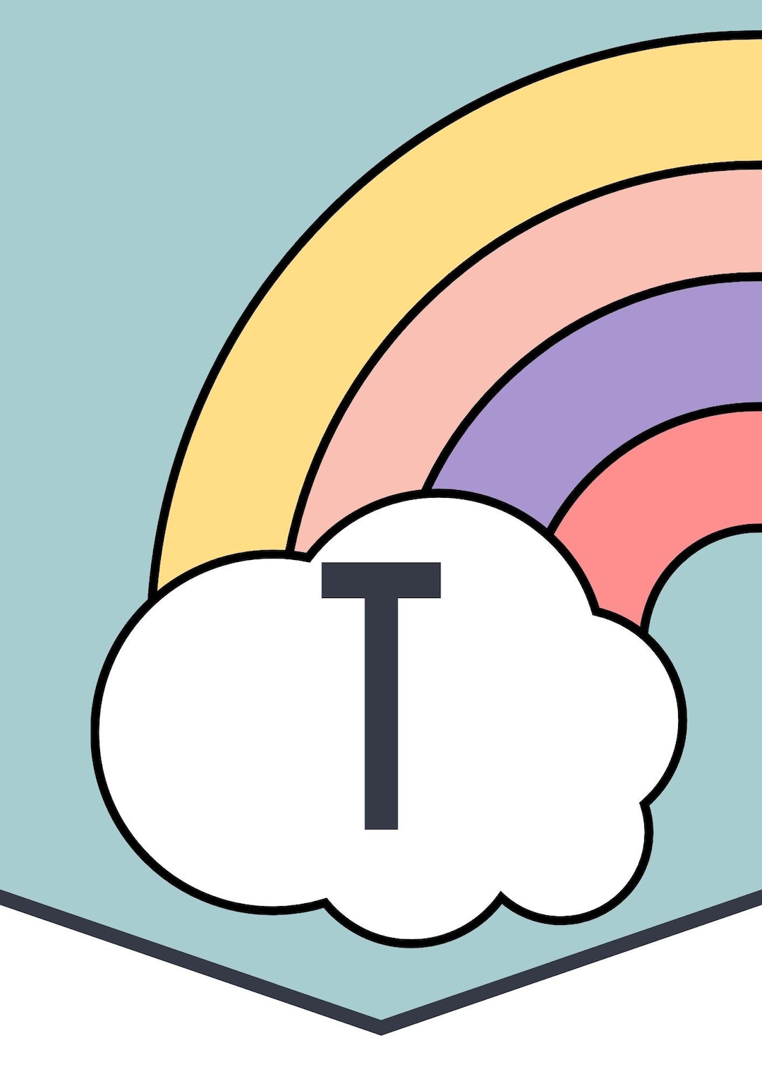 Alphabet Flashcard: Rainbow Cloud Letter T (digital Download) - Etsy