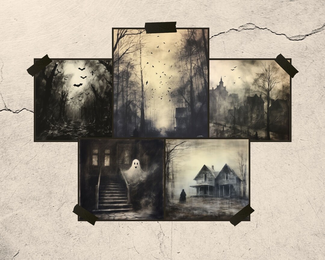 Spooky Scenes Downloadable Art Collection Set of 10 Prints Halloween ...