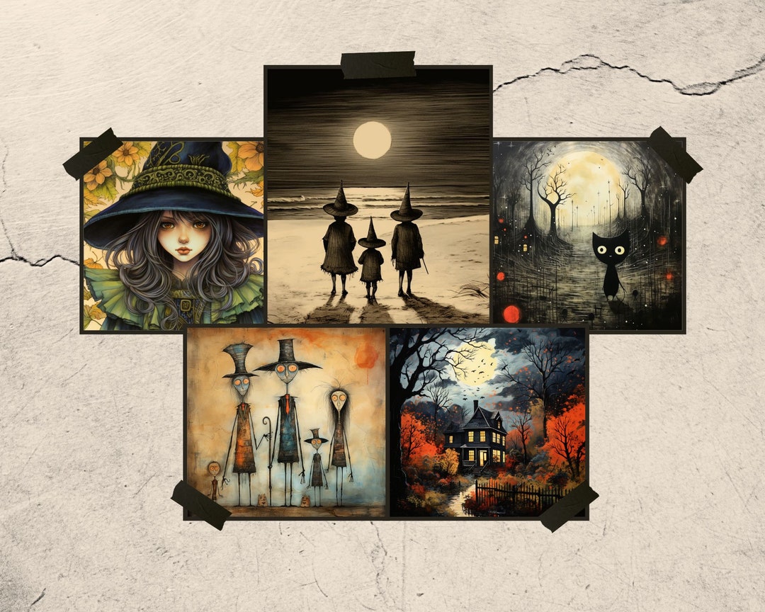 Spooky Scenes Downloadable Art Collection Set of 10 Prints Cute ...