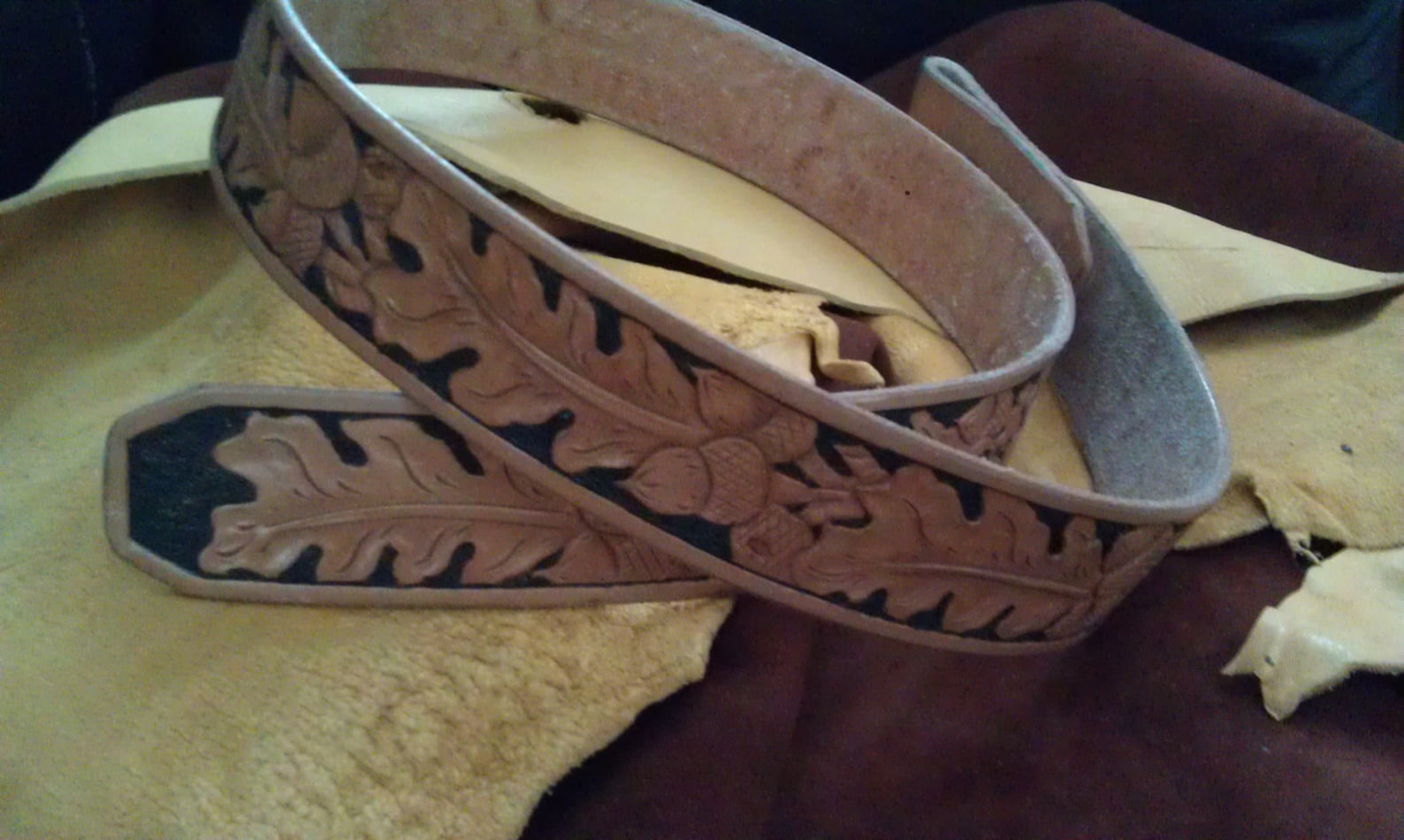 Leather Belt Custom Tooled Oak Leaf Pattern | Etsy