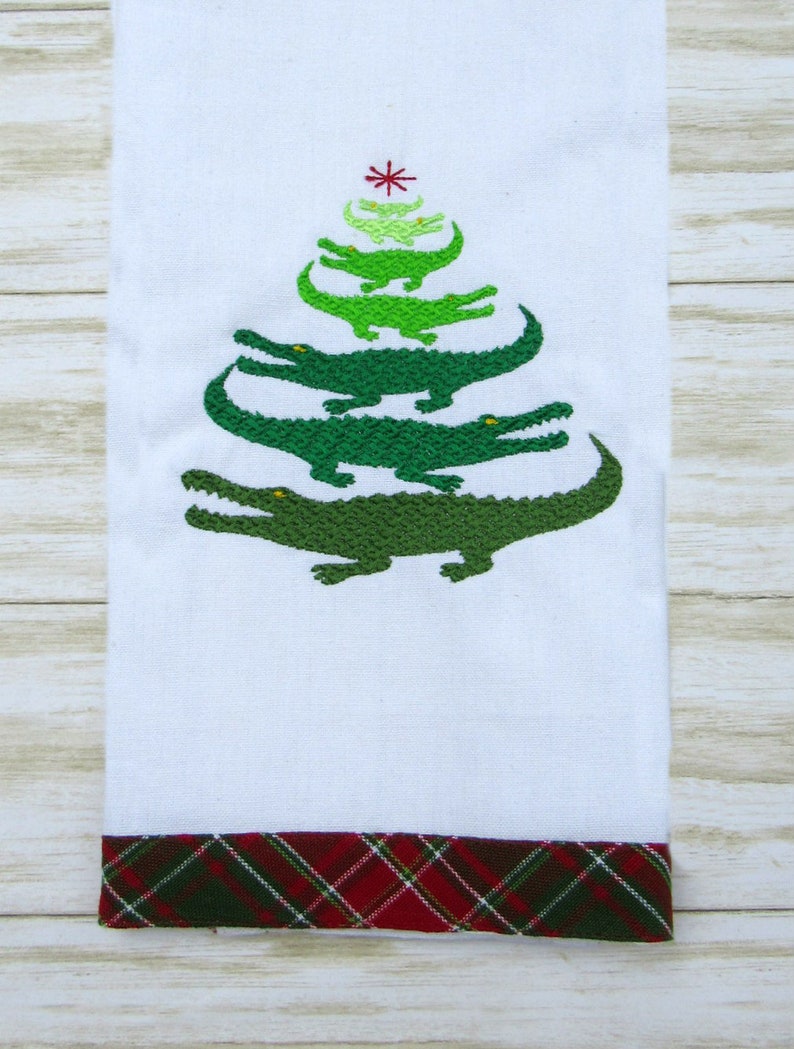 Gator Christmas Tree Alligator Christmas Kitchen Towels UF - Etsy