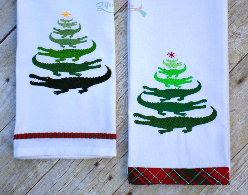 Gator Christmas tree alligator Christmas kitchen towels UF | Etsy