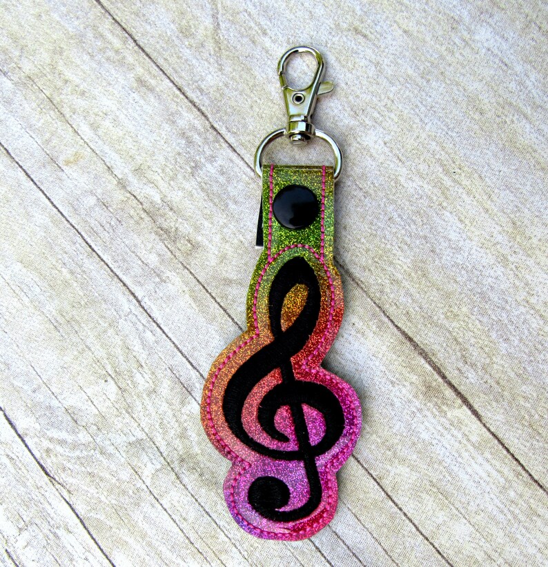 Music Keychain Treble Clef Key Chain Rainbow Music Keychain | Etsy